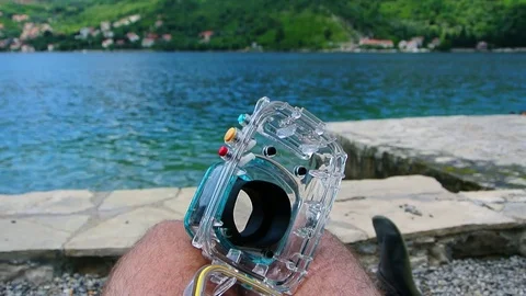 Underwater box for a camera on the beach | Stock Video | Pond5