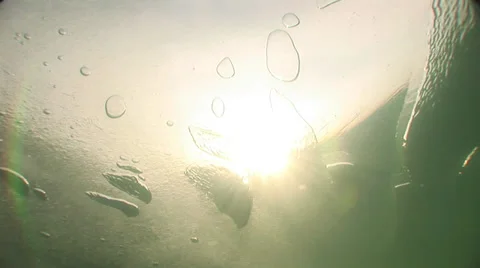 underwater ice and bubbles oxygen | Stock Video | Pond5