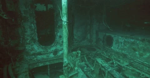 underwater inside ship wreck 4K | Stock Video | Pond5