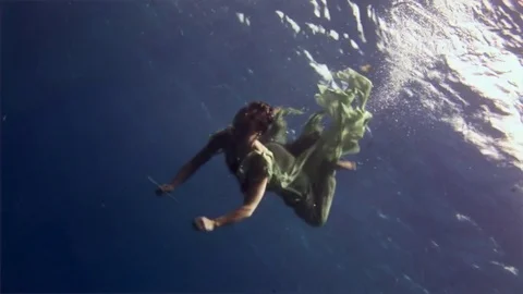 Underwater model free diver in fairy cos... | Stock Video | Pond5