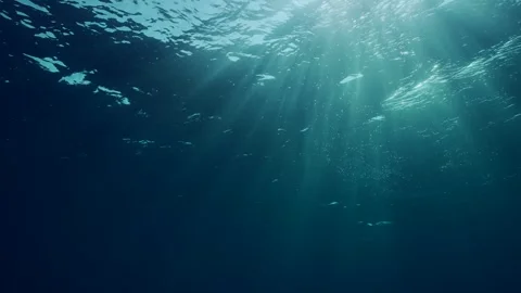 Underwater sun light shine under deep wa... | Stock Video | Pond5
