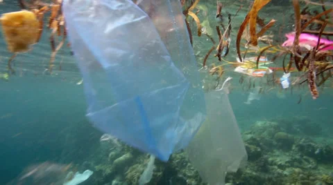 Underwater trash, plastic garbage marine... | Stock Video | Pond5