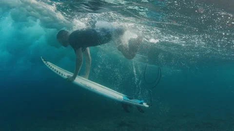 Underwater view of the surfer performing... | Stock Video | Pond5