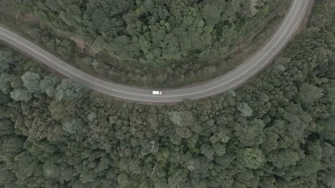 Ungraded 4K Top Down of Van Driving Thro... | Stock Video | Pond5