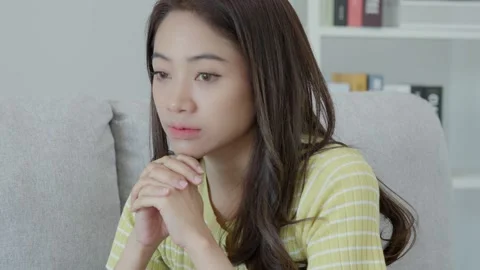 Unhappy asian woman girl disappointed, s... | Stock Video | Pond5