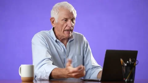 Unhappy frustrated elderly old man sitti... | Stock Video | Pond5