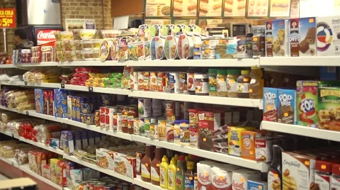 Unhealthy Groceries in Convenience store... | Stock Video | Pond5