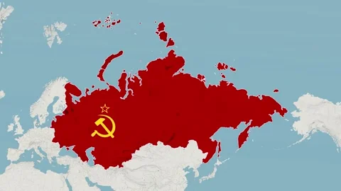 Uni Soviet Map with flag zoom in, USSR m... | Stock Video | Pond5