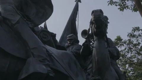 Union Civil War cavalry statue close up ... | Stock Video | Pond5