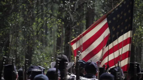 Union Re-enactor Soldiers marching with ... | Stock Video | Pond5