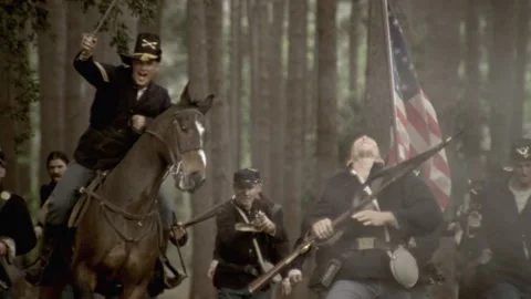 Union soldiers fighting during American ... | Stock Video | Pond5