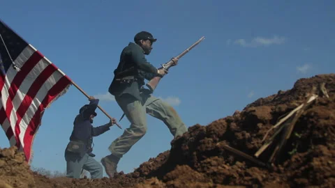 Union soldiers fighting in earthwork tre... | Stock Video | Pond5