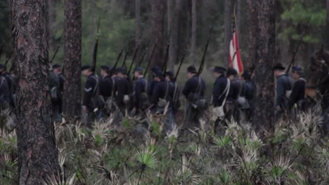 Union Soldiers marching with muskets and... | Stock Video | Pond5