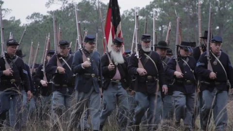 Union Soldiers marching with muskets and... | Stock Video | Pond5
