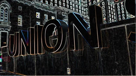 Union Station sign with animated graphic... | Stock Video | Pond5