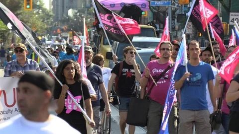 Union workers in labor day parade in Tor... | Stock Video | Pond5