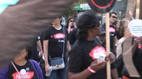Union workers marching in solidarity for... | Stock Video | Pond5