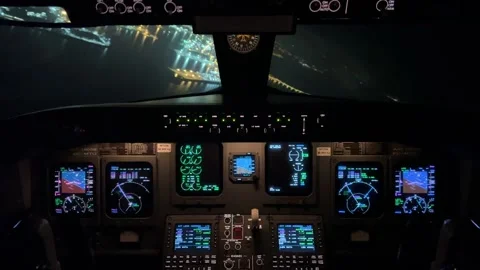 Unique night view from a jet cockpit dur... | Stock Video | Pond5