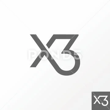 Unique but simple letter or word X3 cut connect sans serif font graphic ...