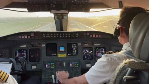 Unique view of a jet cockpit during the ... | Stock Video | Pond5