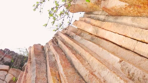 Unique volcanic basalt column formation ... | Stock Video | Pond5