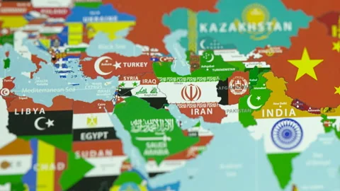 Unique World Map With Colorful Flags Of ... | Stock Video | Pond5