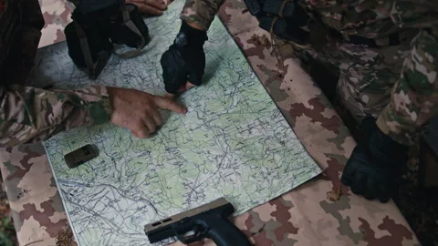 Unit Commander and His Assistant Point t... | Stock Video | Pond5