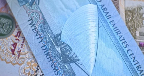 United Arab Emirates 20 dirham banknote,... | Stock Video | Pond5