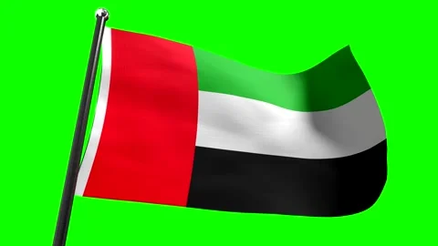 United Arab Emirates, UAE flag on green ... | Stock Video | Pond5