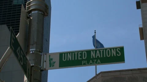 United Nations flag and sign New York Ci... | Stock Video | Pond5
