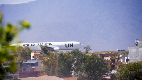 United Nations UN Airplane in Tribhuwan ... | Stock Video | Pond5
