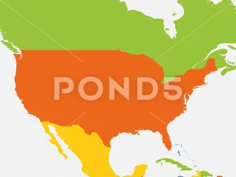 United States of America and neighboring countries map: Graphic #204007473