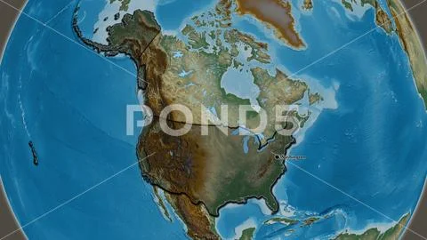 United States of America border shape overlay. Bevelled. Relief ...