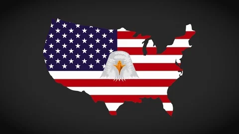 united states of america map with eagle ... | Stock Video | Pond5