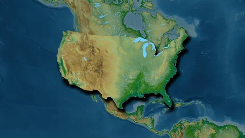 United States map - extract. Shadow. Phy... | Stock Video | Pond5