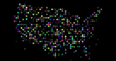 United States Map Falling Dots Pattern | Stock Video | Pond5