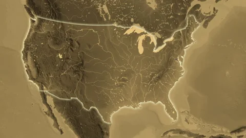 United States map - glide. Glow. Sepia. | Stock Video | Pond5