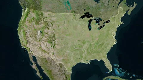United States map - solid. Border. Satel... | Stock Video | Pond5