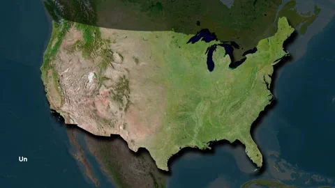 United States map - solid. Shadow. Satel... | Stock Video | Pond5