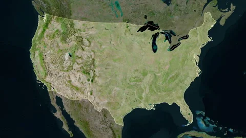 United States map - zoom. Border. Satell... | Stock Video | Pond5