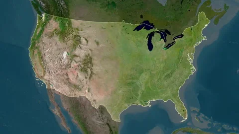 United States map - zoom. Border. Satell... | Stock Video | Pond5