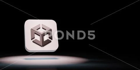 Unity App Icon 3D Symbol Shape Spotlighted on Black Background with ...