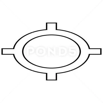 Universal currency sign black outline isometric view isolated on white ...