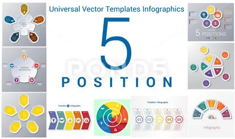 Universal templates set infographics 5 positions: Royalty Free #82996602