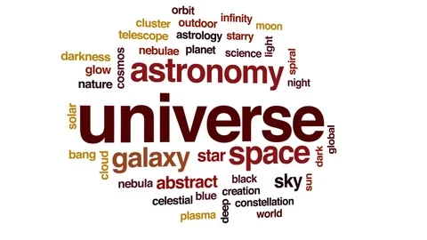 Universe animated word cloud, text desig... | Stock Video | Pond5