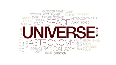 Universe animated word cloud, text desig... | Stock Video | Pond5