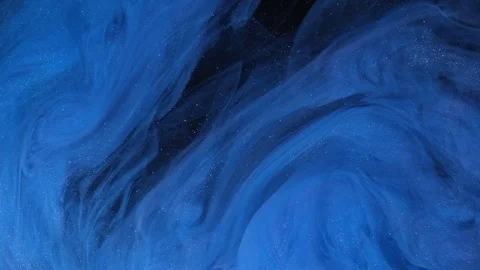 Universe Blue color paint pouring in wat... | Stock Video | Pond5