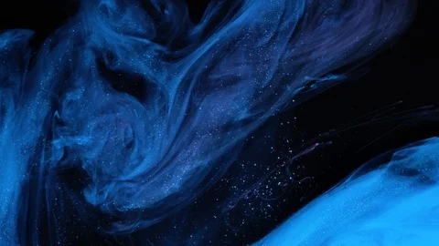 Universe Blue color paint pouring in wat... | Stock Video | Pond5