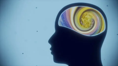 Universe filled with stars in the head. ... | Stock Video | Pond5