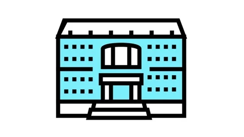 university building color icon animation | Stock Video | Pond5